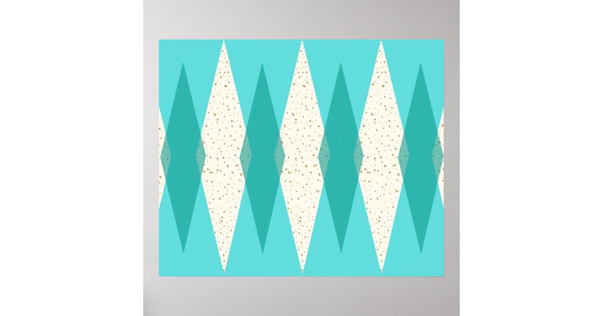 Mid Century Modern Argyle Poster | Zazzle