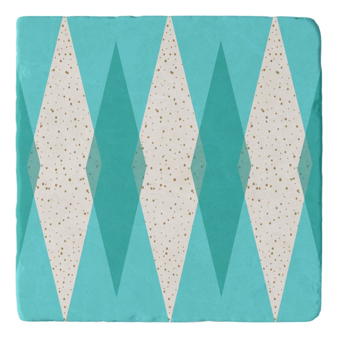 Mid Century Modern Argyle Stone Trivet | Zazzle