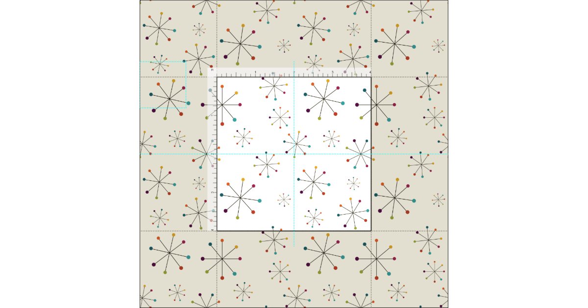 Mid-Century Modern Atomic Age Cream Pattern Fabric | Zazzle