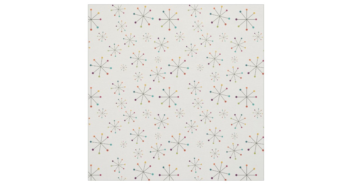 Mid-Century Modern Atomic Age Cream Pattern Fabric | Zazzle