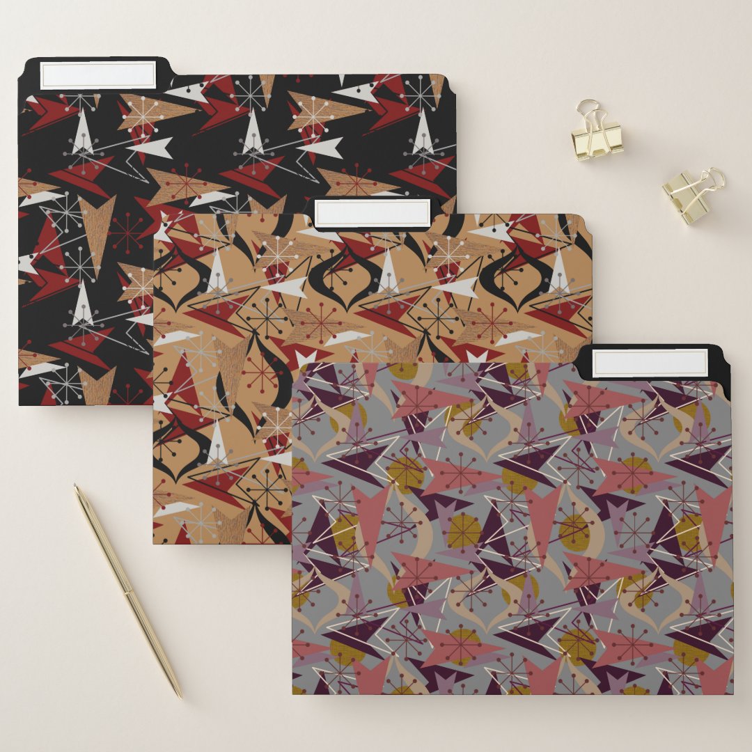Mid Century Modern | Atomic Arrows | Fifties Style File Folder | Zazzle