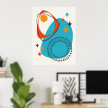 Mid Century Modern Atomic Blue Red Orange Abstract Poster | Zazzle