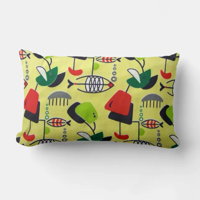 Mid Century Modern Atomic Design Lumbar Pillow | Zazzle