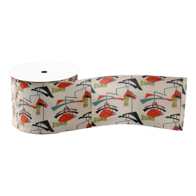 Mid Century Modern Atomic Fabric Ribbon | Zazzle