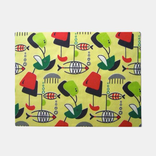 Mid Century Modern Atomic Fish Design Door Mat | Zazzle.com