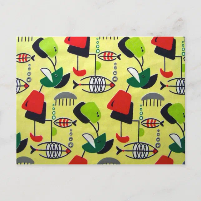 Mid Century Modern Atomic Fish Postcard | Zazzle