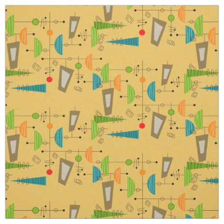 Atomic Mid-Century Ovals Pattern Fabric | Zazzle