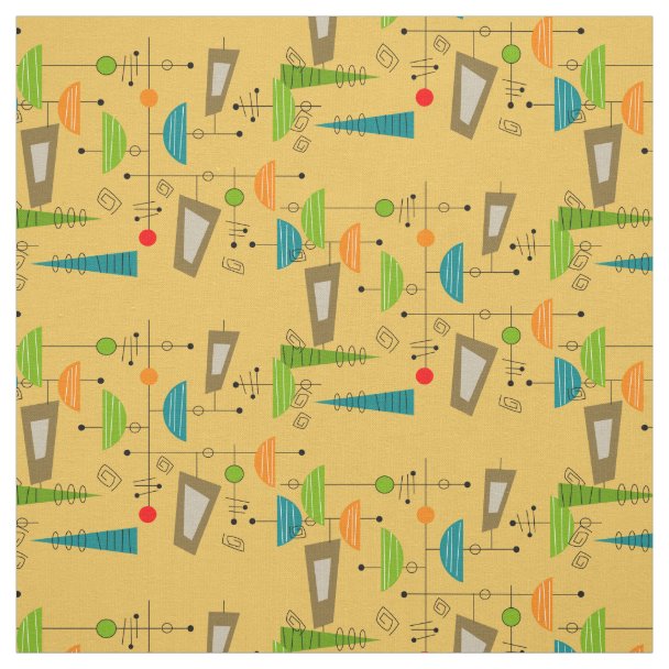Atomic Mid-Century Ovals Pattern Fabric | Zazzle