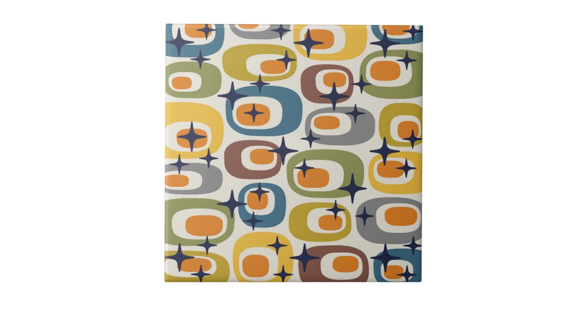 Mid Century Modern Atomic Pattern Ceramic Tile | Zazzle