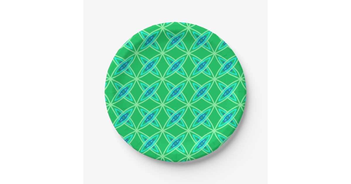 Mid Century Modern Atomic Print - Jade Green Paper Plates | Zazzle