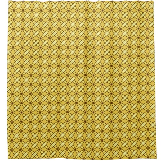 Mid Century Modern Atomic Print Mustard Gold Shower Curtain