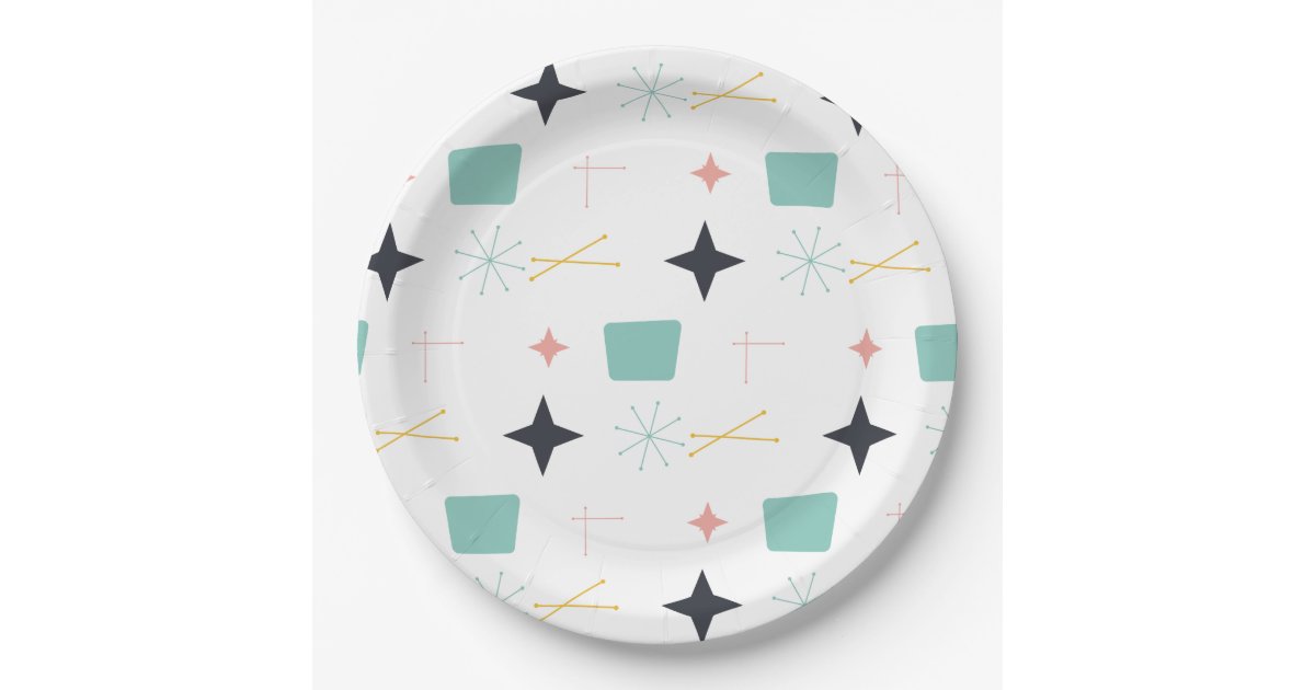 Mid Century Modern Atomic Stars Paper Plates | Zazzle
