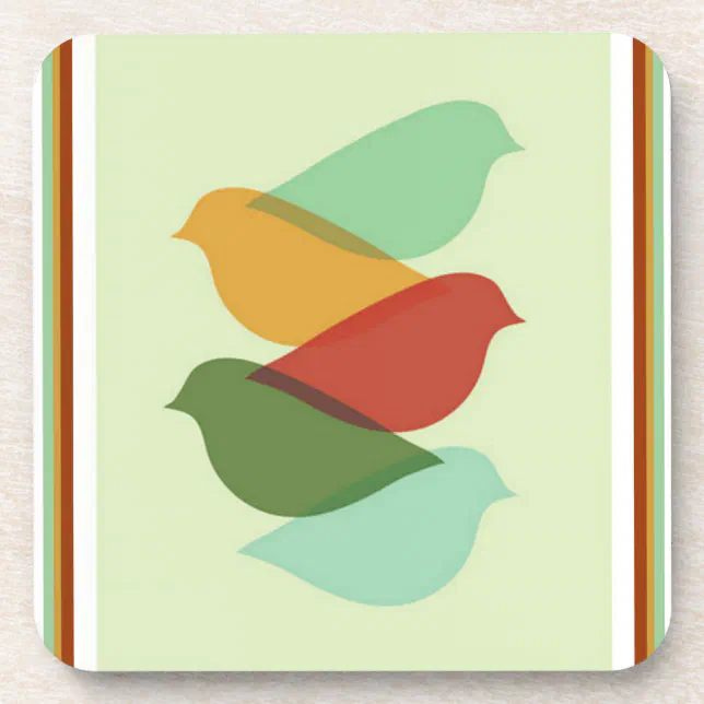 Mid Century Modern Bird Design Coaster Set | Zazzle