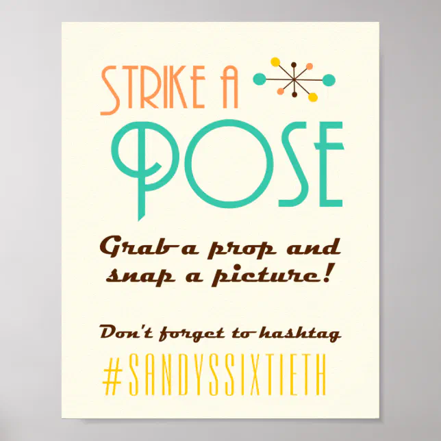 Mid Century Modern Birthday Theme Photo Booth Sign | Zazzle