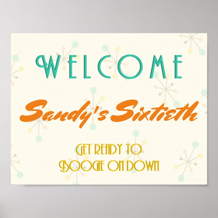 Mid Century Modern Birthday Theme Welcome Sign | Zazzle.com