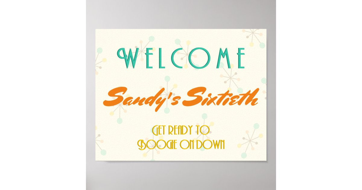 Mid Century Modern Birthday Theme Welcome Sign | Zazzle
