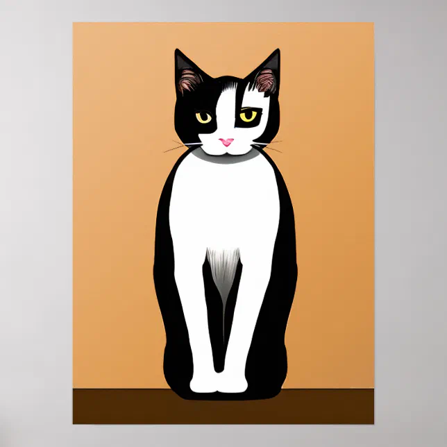 Mid Century Modern Black and White Cat Poster | Zazzle