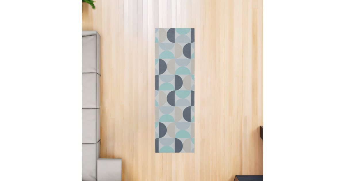 Mid-Century Modern blue green and grey Runner | Zazzle