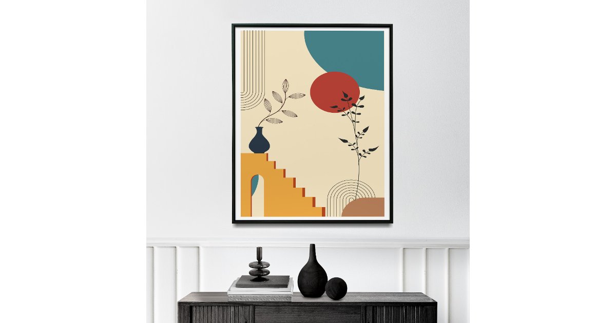 Mid-Century Modern Botanical Art Print, Poster | Zazzle