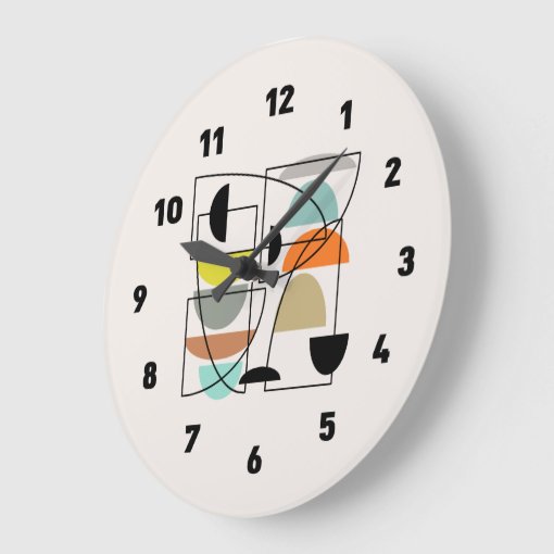 Mid Century Modern "Bowls" Large Clock | Zazzle