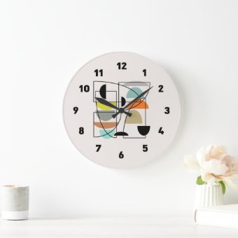 Mid Century Modern "Bowls" Large Clock | Zazzle