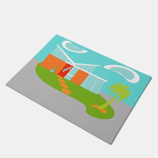 Mid Century Modern Cartoon House Door Mat | Zazzle