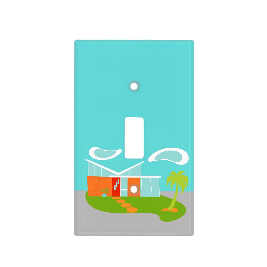 Mid Century Modern Cartoon Light Switch Cover | Zazzle