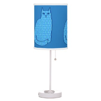 Mid-Century Modern Cat, Cobalt and Light Blue Table Lamp | Zazzle