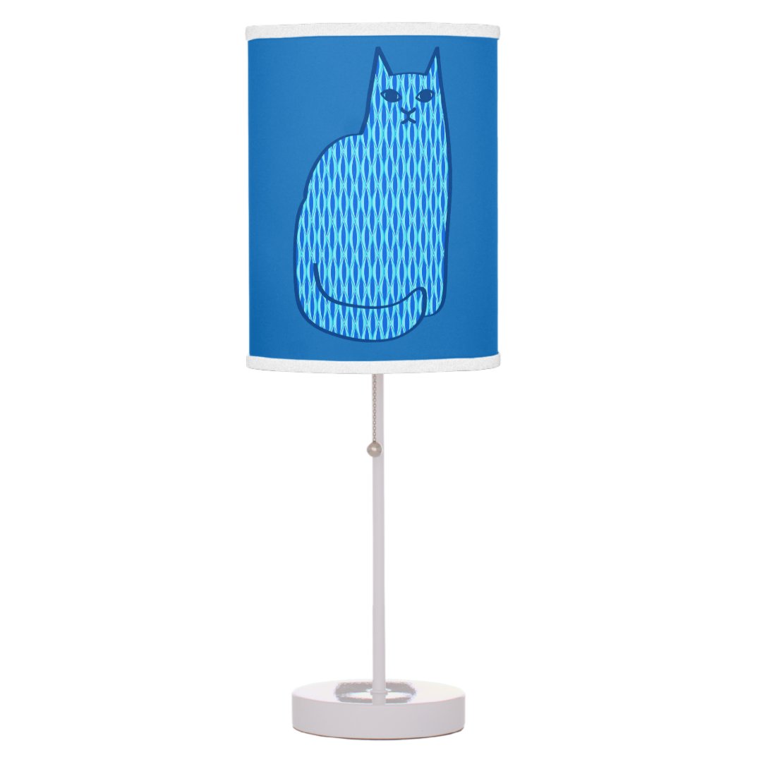 Mid-Century Modern Cat, Cobalt and Light Blue Table Lamp | Zazzle