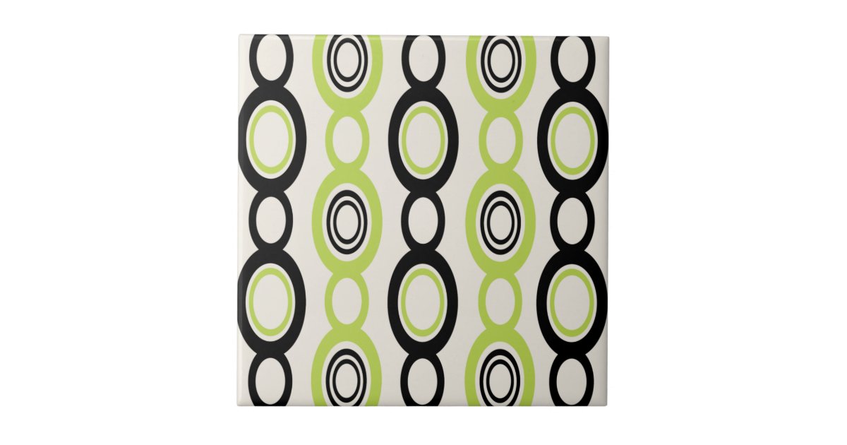 Mid Century Modern Chain Links Black Chartreuse Ceramic Tile | Zazzle