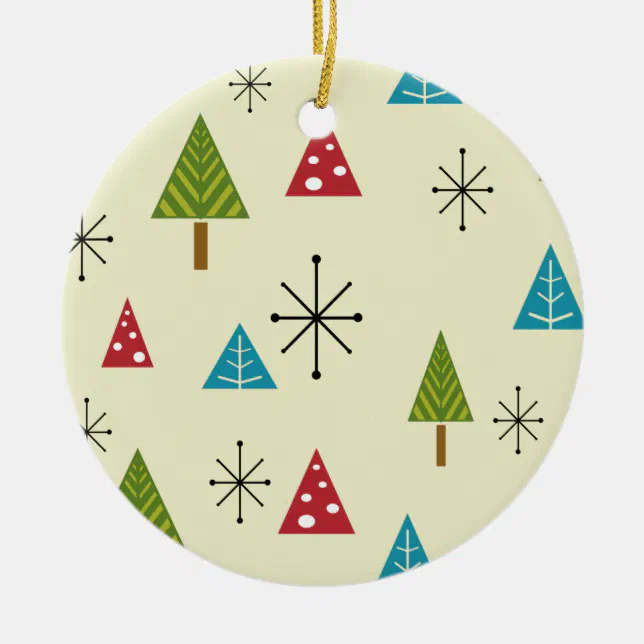 Mid Century Modern Christmas Trees Ceramic Ornament | Zazzle