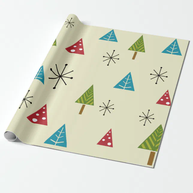 Mid Century Modern Christmas Trees Wrapping Paper | Zazzle