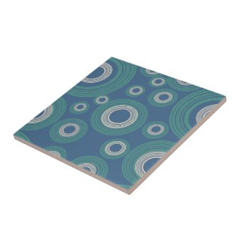 Mid Century Modern Circle Blue Ceramic Tile | Zazzle