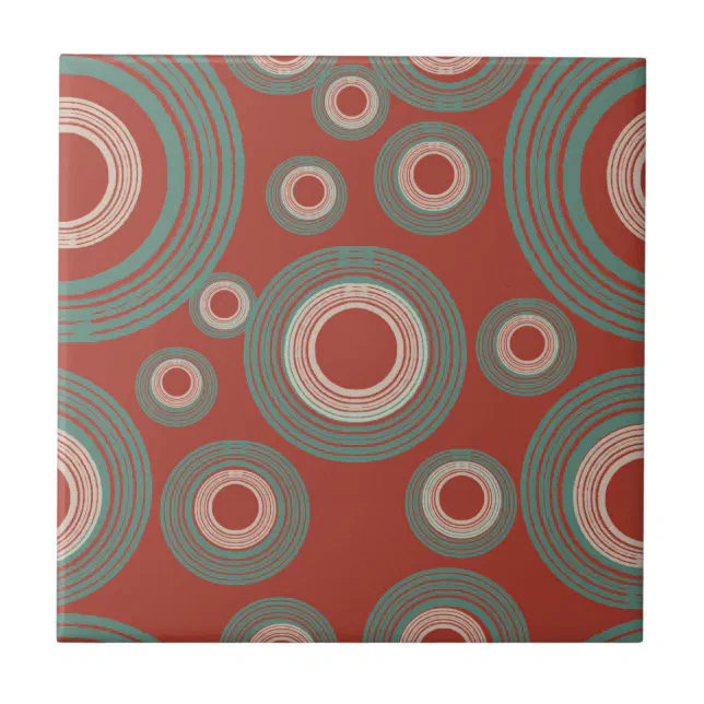 Mid Century Modern Circle Red Ceramic Tile | Zazzle