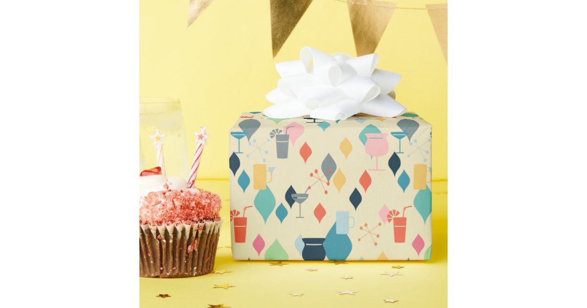 Mid Century Modern Cocktails Wrapping Paper | Zazzle