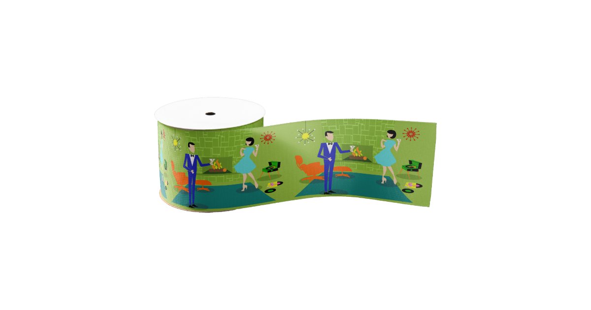 Mid Century Modern Couple Ribbon | Zazzle