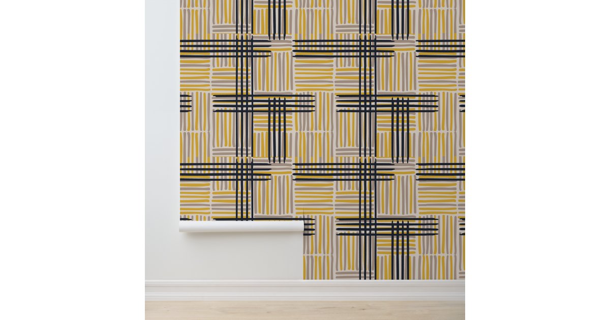 Mid-Century Modern Cross Stripe Pattern Wallpaper | Zazzle