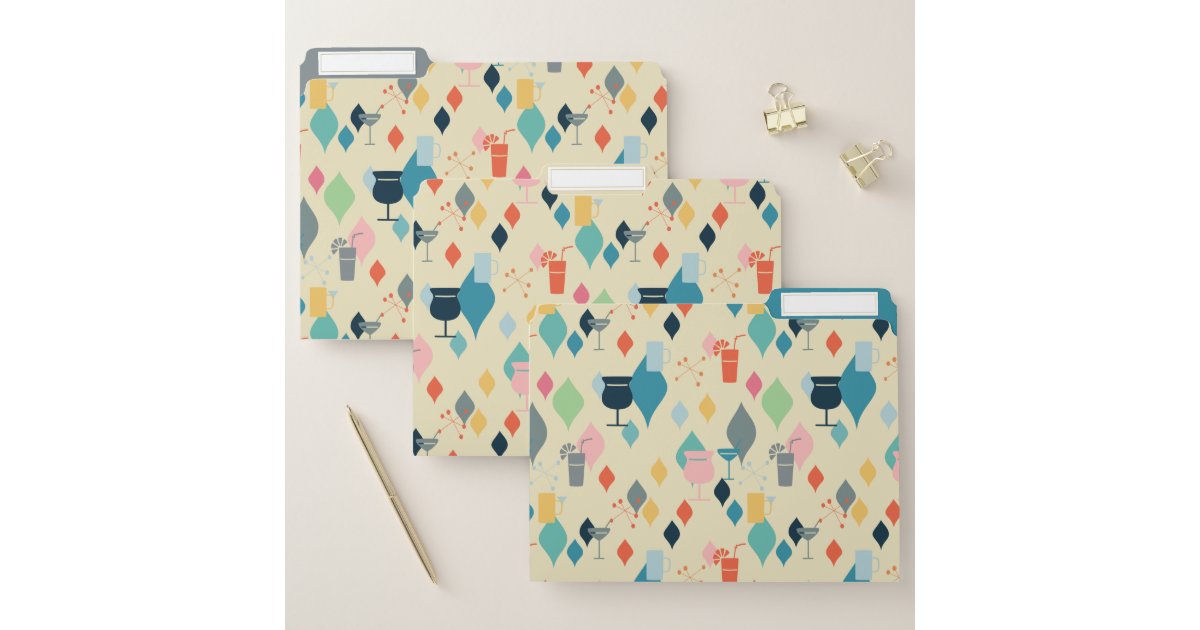 Mid Century Modern Drinks File Folder | Zazzle