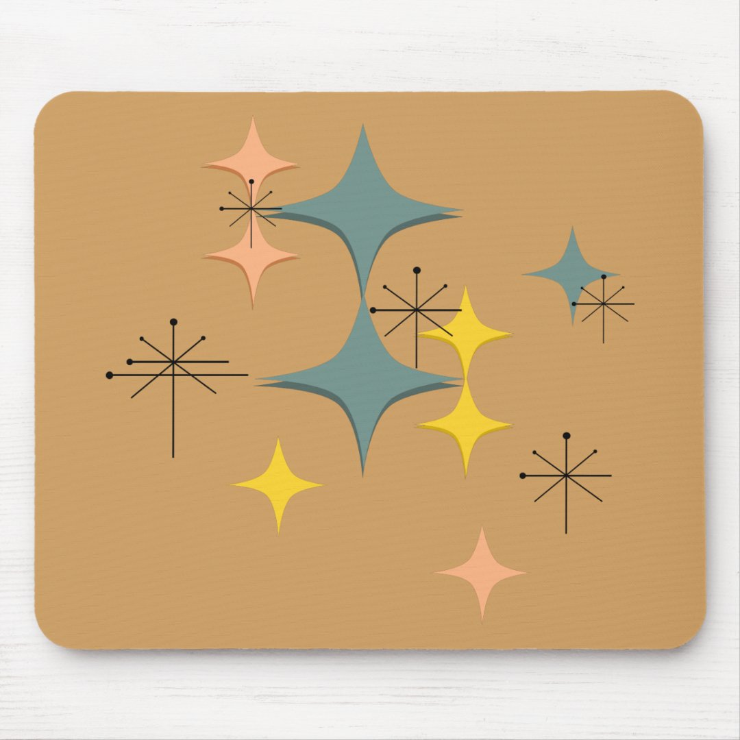 Mid Century Modern Eames Atomic Starbursts Custom Mouse Pad | Zazzle