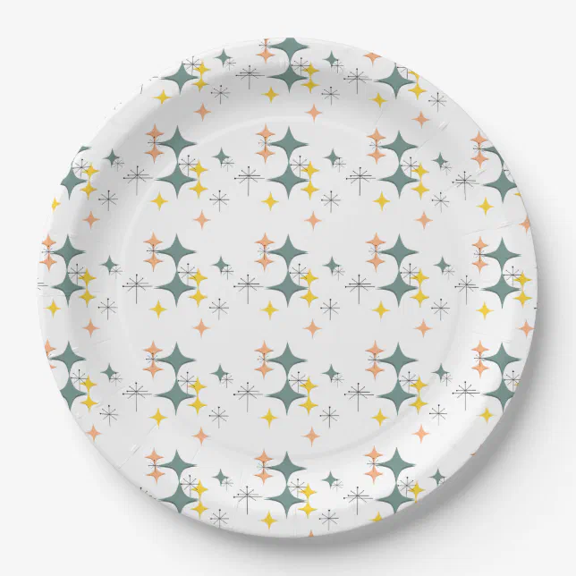 Mid Century Modern Eames Atomic Starbursts Custom Paper Plates | Zazzle