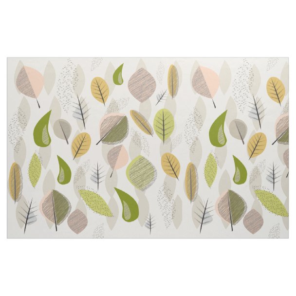 Mid-Century Modern Leaf Pattern Fabric | Zazzle