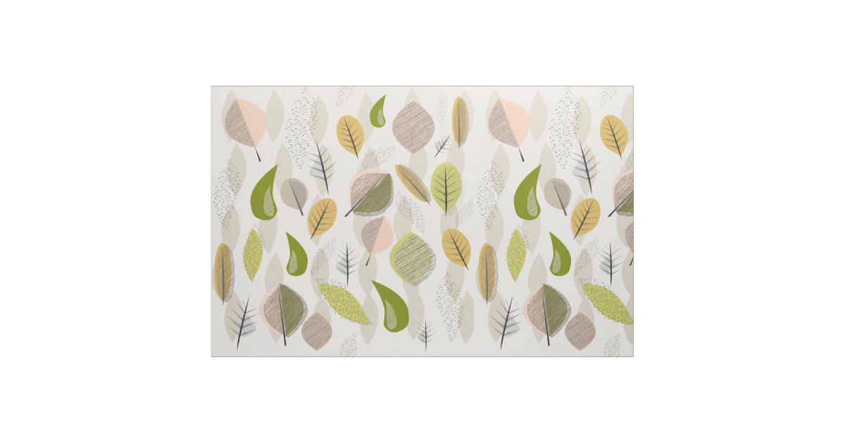 Mid Century Modern Falling Leaves Fabric | Zazzle