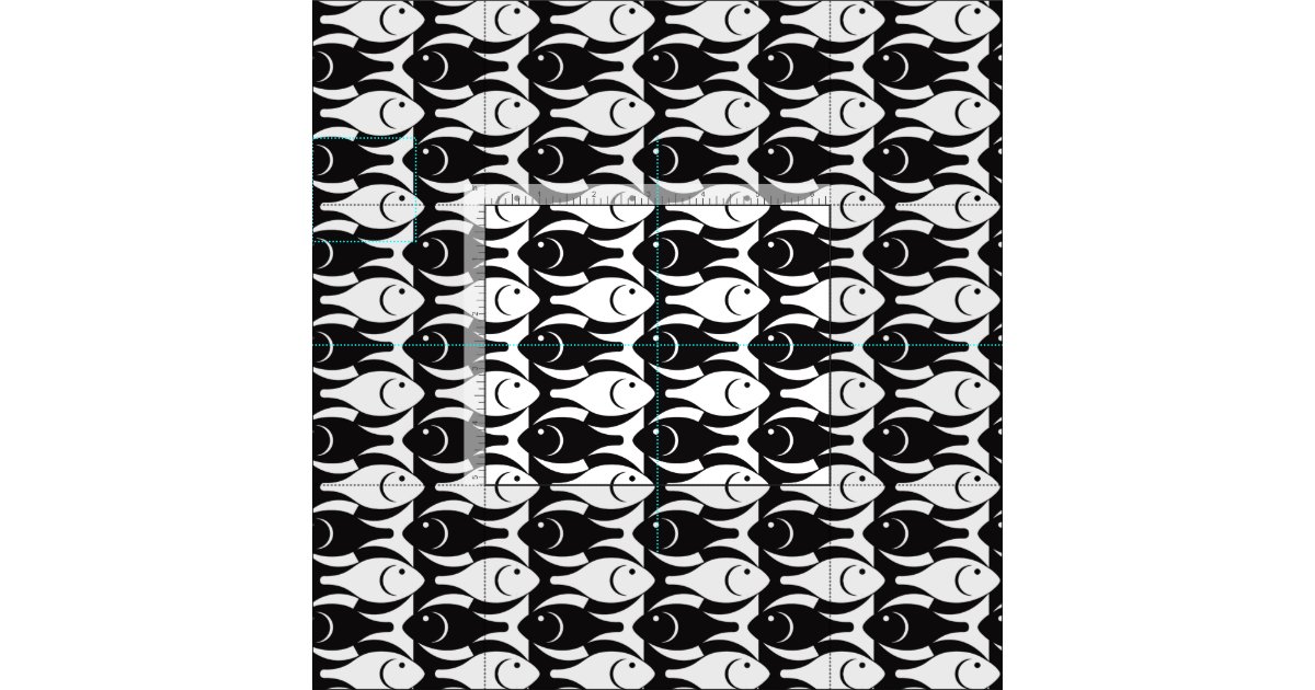 Mid-Century Modern fish, black and white Fabric | Zazzle