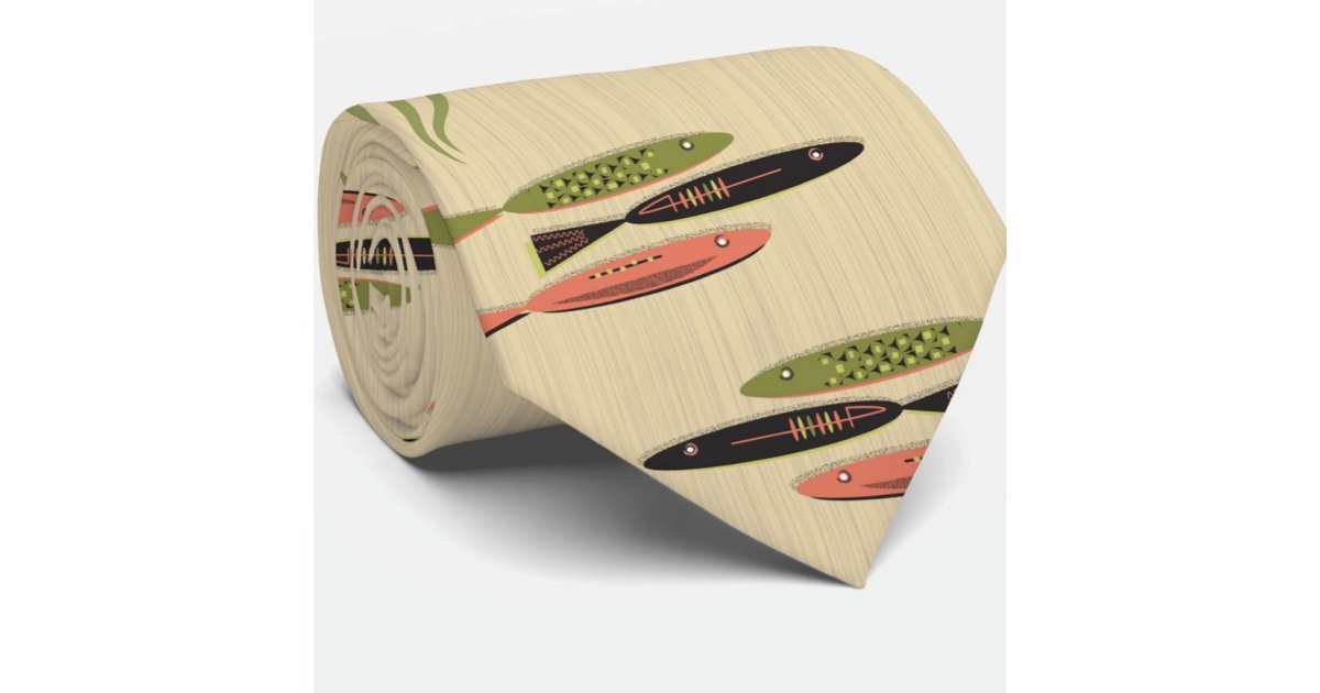 Mid Century Modern Fish Neck Tie | Zazzle