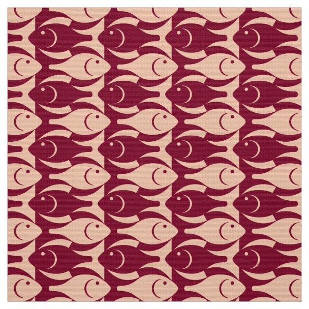 Mid-Century Modern fish, black and white Fabric | Zazzle