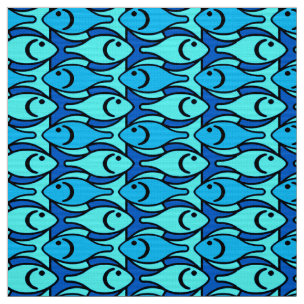 Mid-Century Modern fish, black and white Fabric | Zazzle