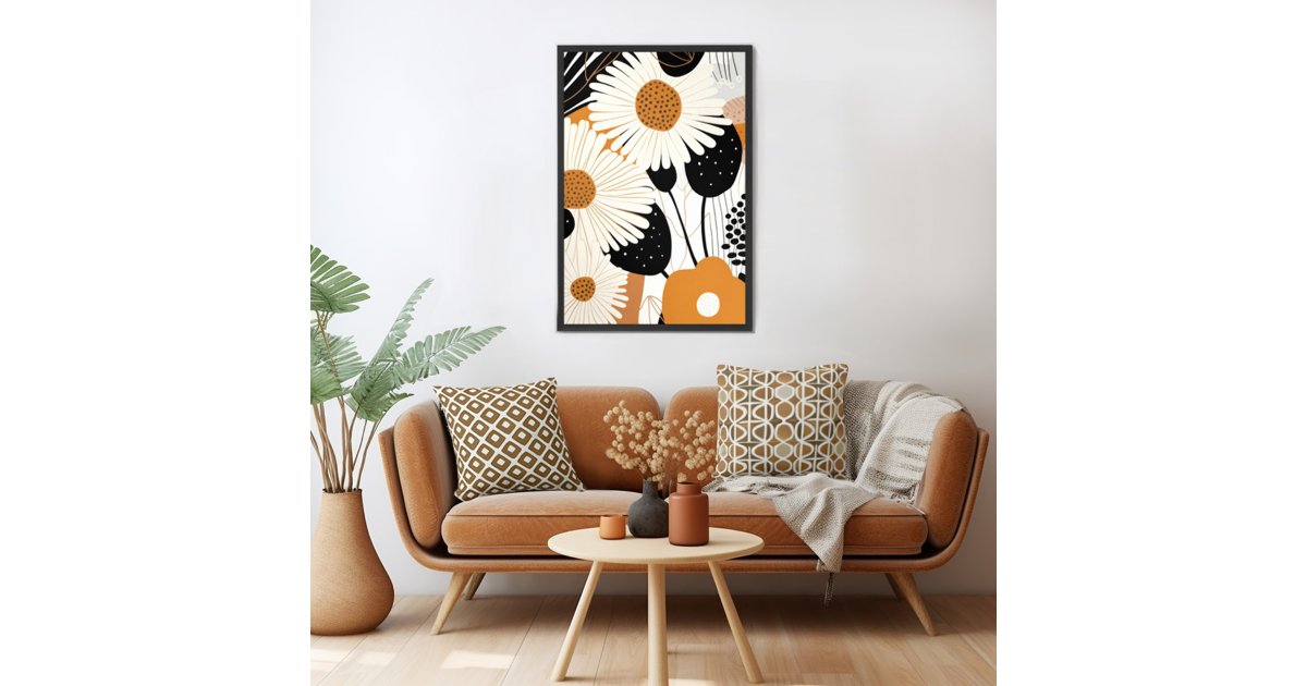 Mid Century Modern Floral Poster | Zazzle