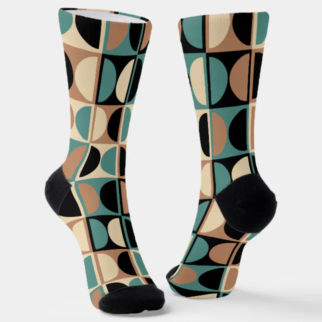 Mid Century Modern Geometric Abstract Pattern Socks | Zazzle