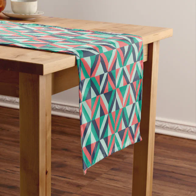 Mid-Century Modern Geometric Pattern Short Table Runner | Zazzle