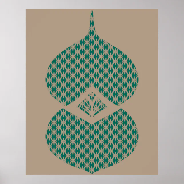 Mid Century Modern Geometric Teal Taupe Poster | Zazzle